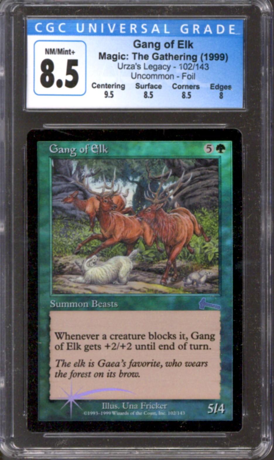Magic the Gathering Urza's Legacy FOIL Gang of Elk 102/143 CGC 8.5 NEAR ...