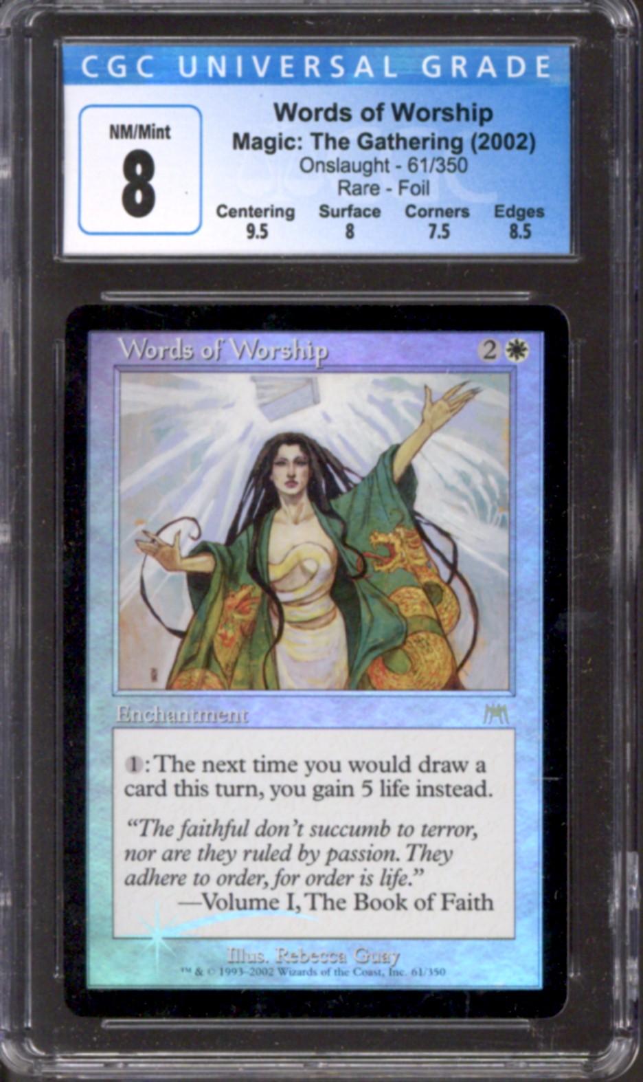 Magic the Gathering Onslaught FOIL Words of Worship 61/350 CGC 8 NEAR ...