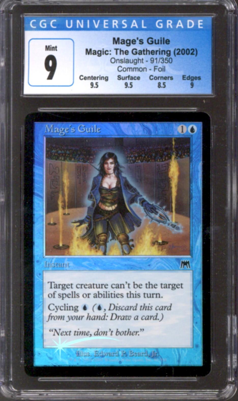 Magic the Gathering Onslaught FOIL Mage's Guile 91/350 CGC 9 NEAR MINT ...
