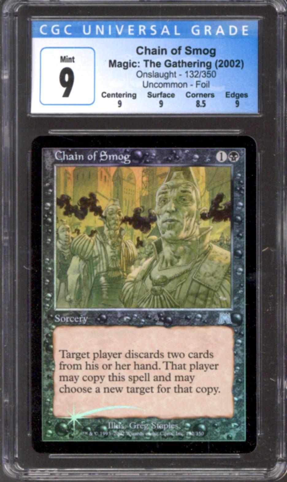 Magic the Gathering Onslaught FOIL Chain of Smog 132/350 CGC 9 NEAR ...