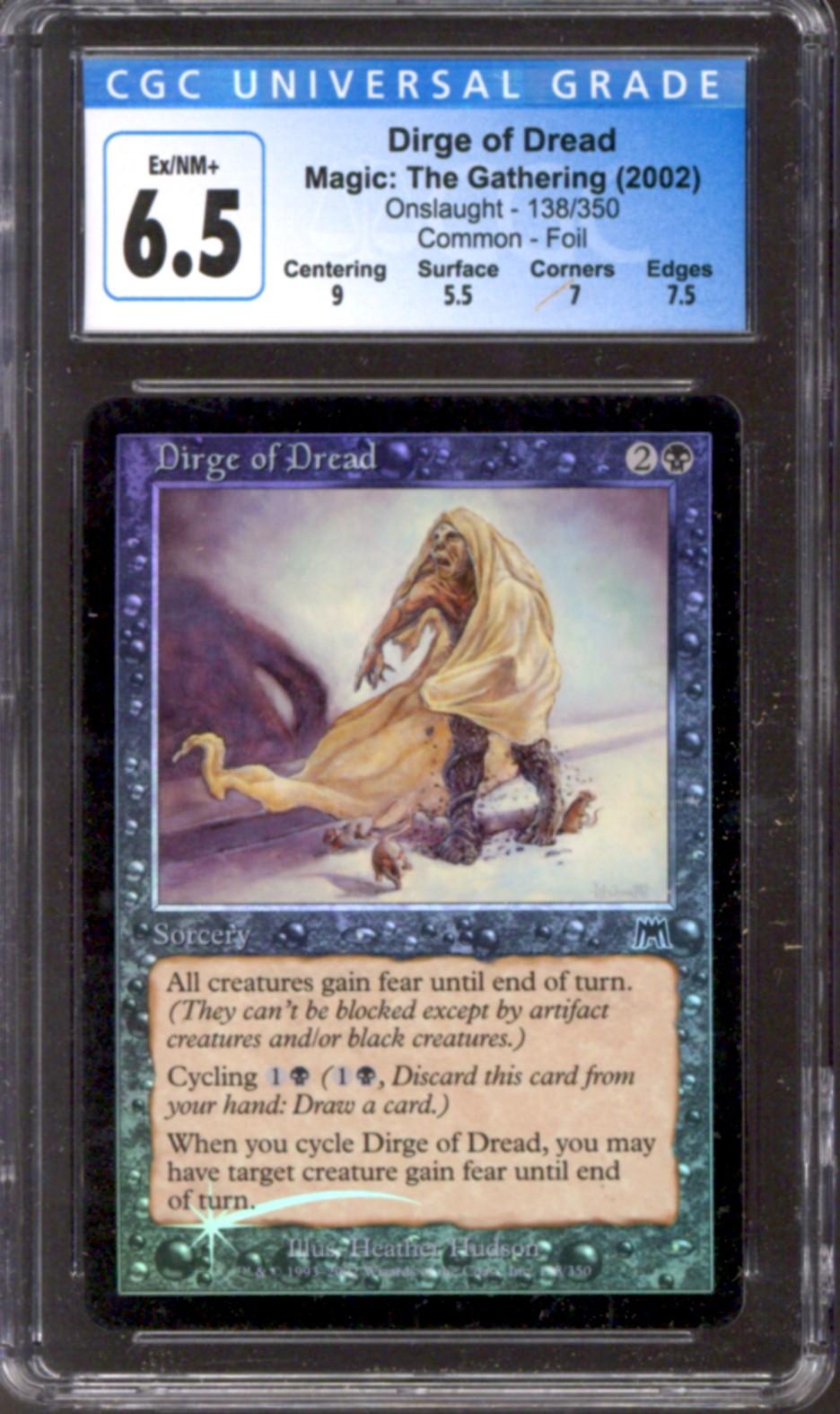 Magic the Gathering Onslaught FOIL Dirge of Dread 138/350 CGC 6.5 ...