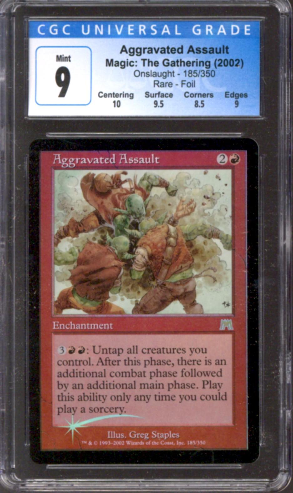 Magic The Gathering Onslaught Foil Aggravated Assault 185350 Cgc 9 Near Mint Nm Da Card World
