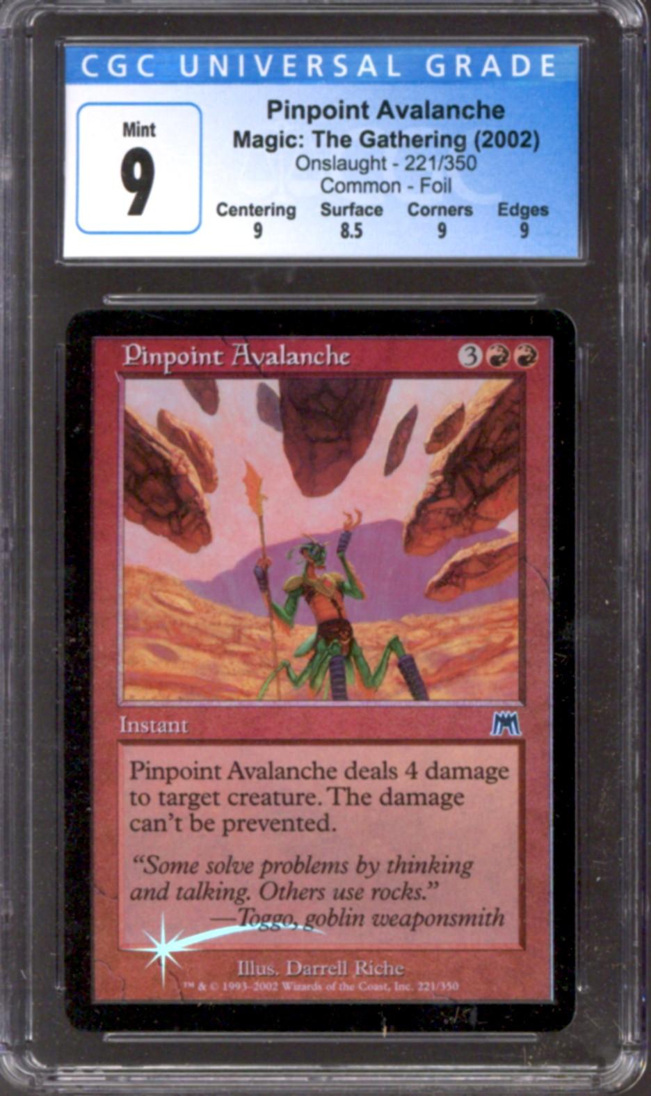 Magic the Gathering Onslaught FOIL Pinpoint Avalanche 221/350 CGC 9 NEAR MINT (NM) | DA Card World