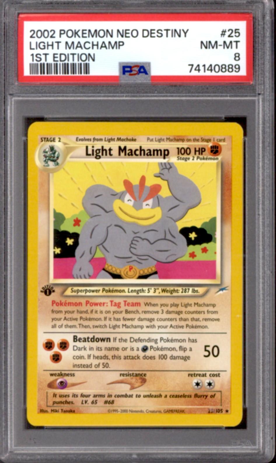 Pokemon Neo Destiny 1st Edition Light Machamp 25/105 PSA 8 | DA Card World