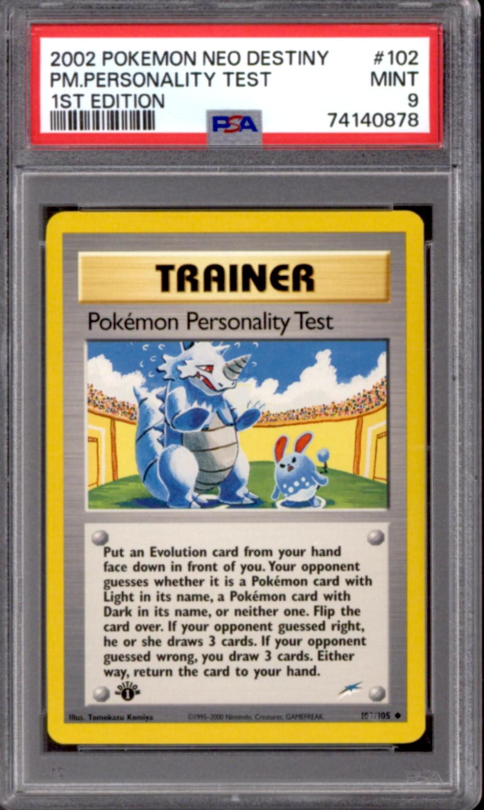Pokemon Neo Destiny 1st Edition Pokemon Personality Test 102/105 PSA 9 ...