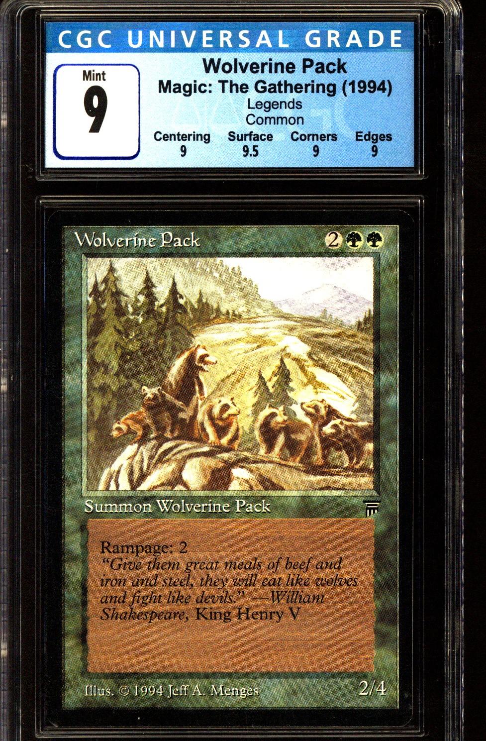 Magic the Gathering Legends Wolverine Pack CGC 9 | DA Card World