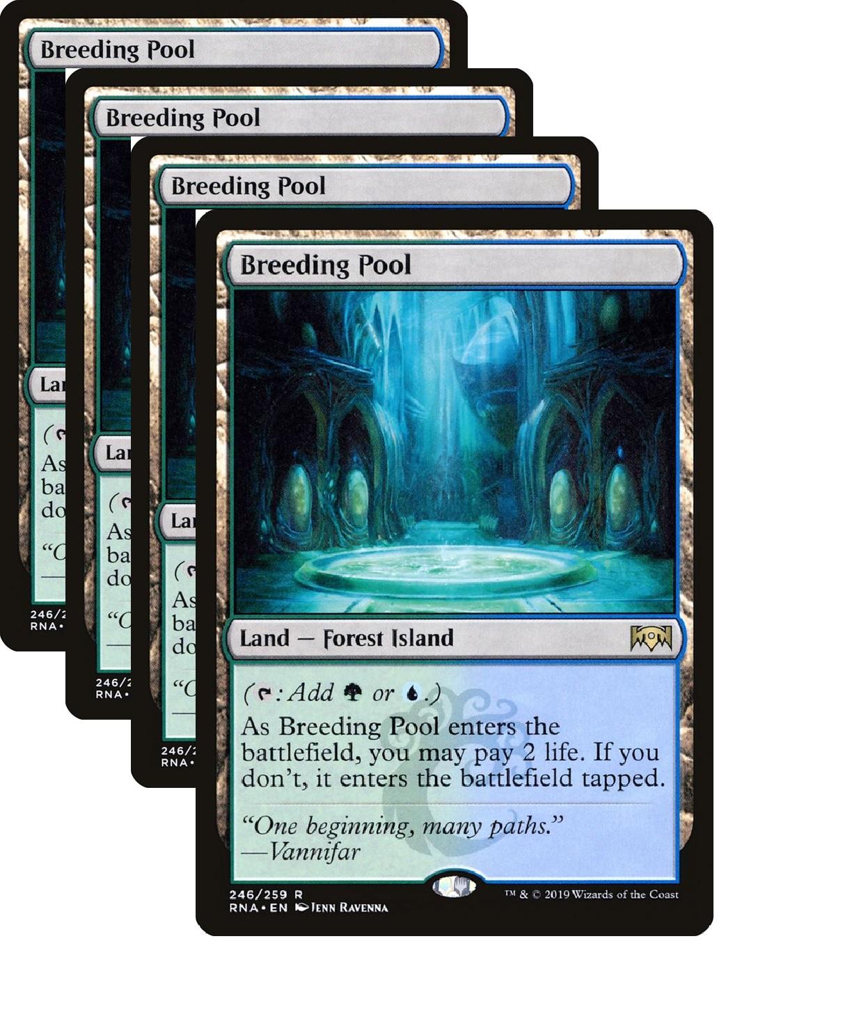 Magic the Gathering Ravnica Allegiance PLAYSET 4x Breeding Pool x4 NEAR ...