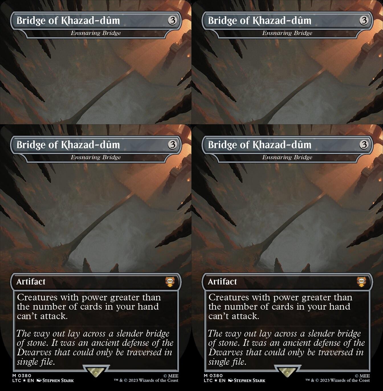 Magic the Gathering LOTR BORDERLESS PLAYSET 4x Ensnaring Bridge of ...