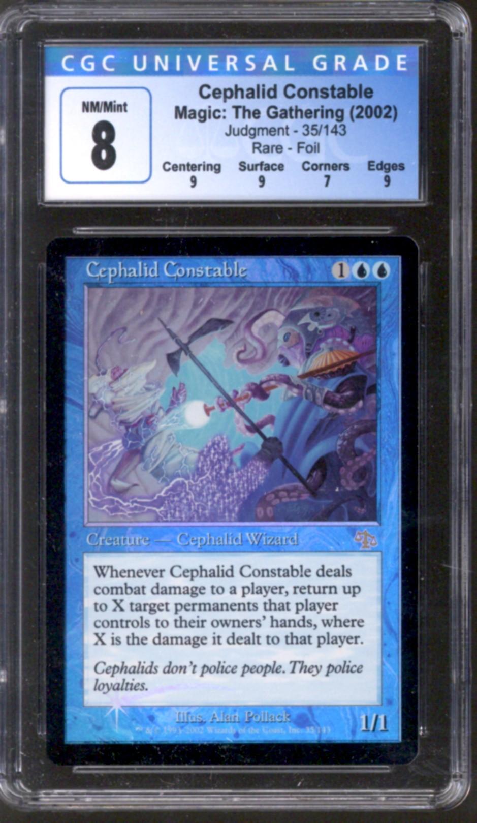 Magic the Gathering Judgment FOIL Cephalid Constable CGC 8 NEAR MINT ...