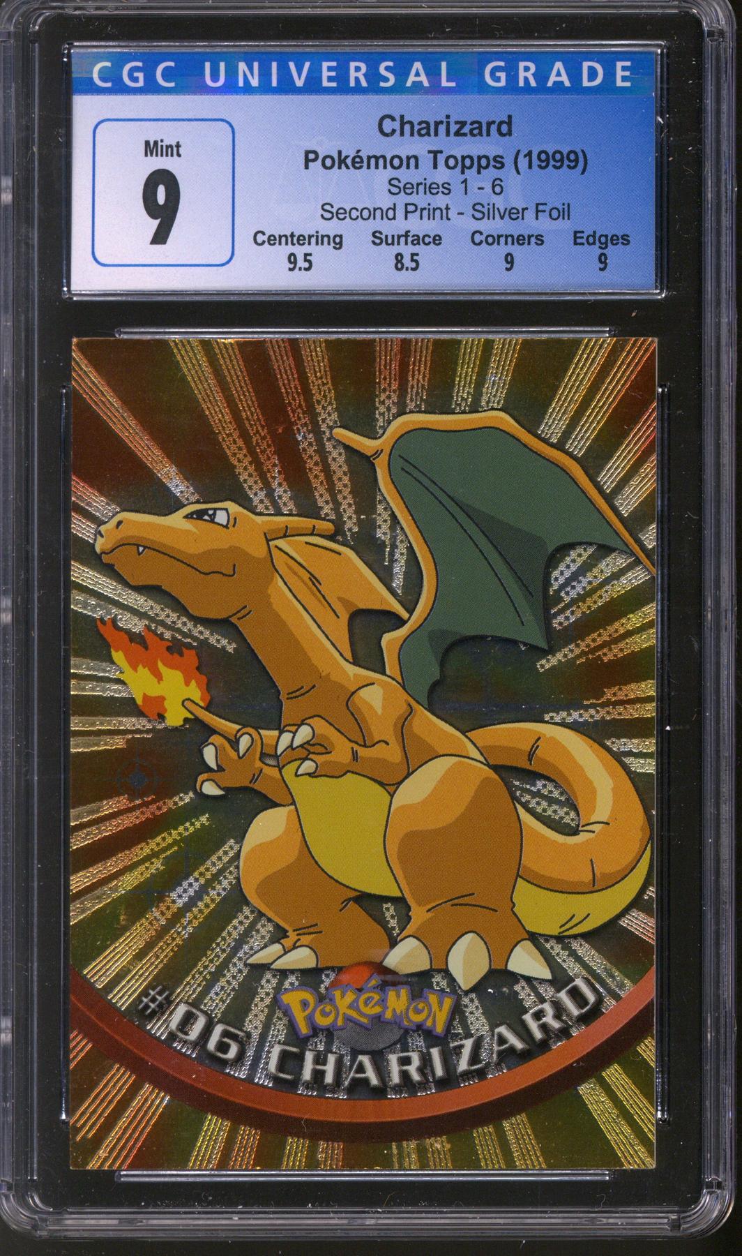 Pokemon Topps TV Animation Series 1 Charizard #06 Silver Foil CGC 9 ...