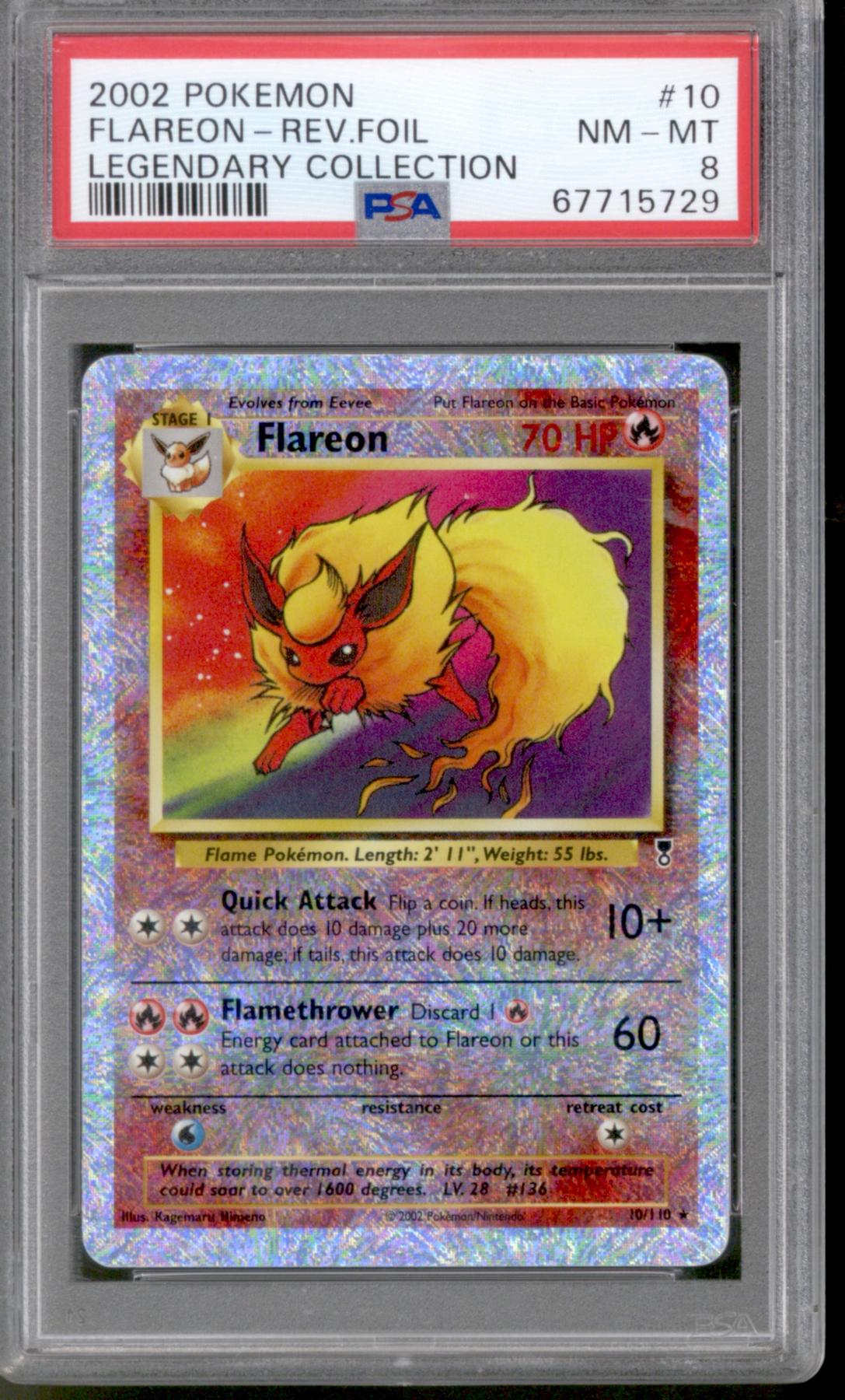 Pokemon Legendary Collection Reverse Holo Foil Flareon 10/110 PSA 8 ...