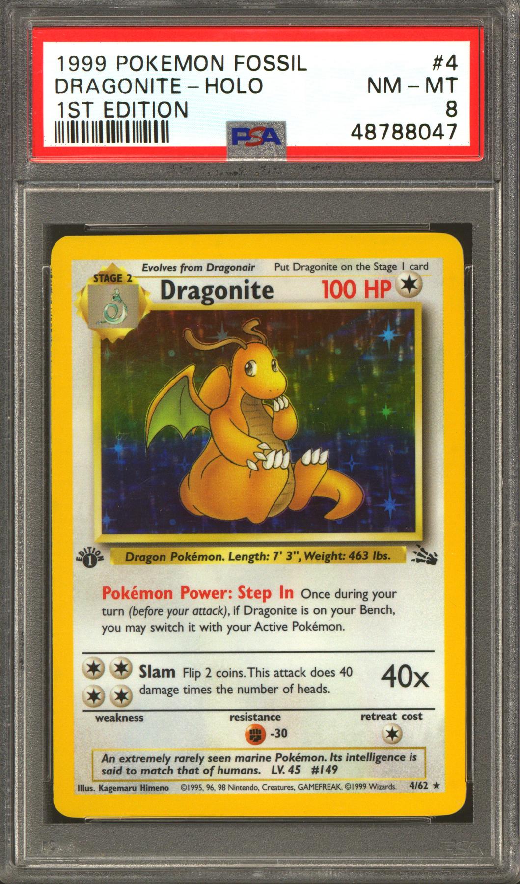 Pokemon Fossil 1st Edition Dragonite 4/62 PSA 8 *047 | DA Card World