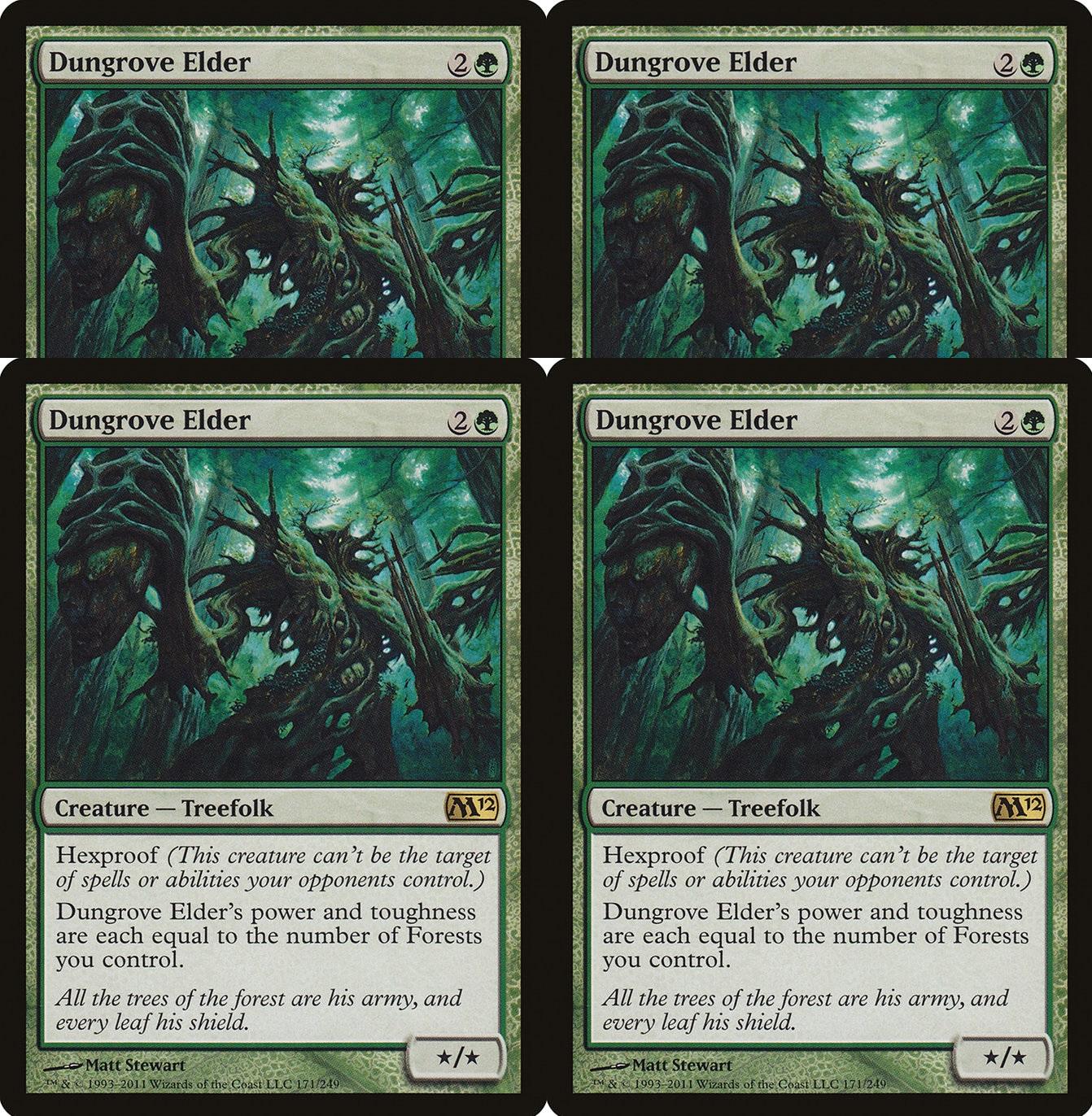 Magic the Gathering Magic 2012 PLAYSET 4x Dungrove Elder x4 LIGHTLY ...