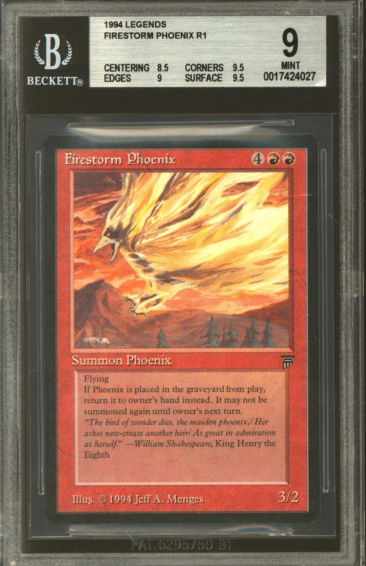 Magic the Gathering Legends Firestorm Phoenix BGS 9 (8.5, 9.5, 9, 9.5 ...