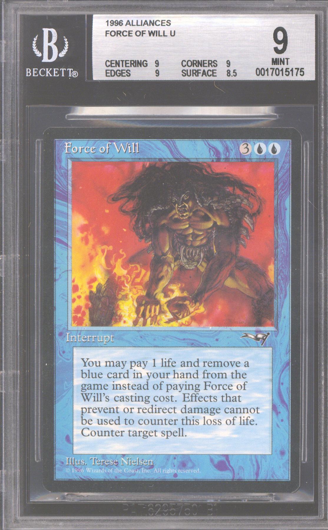 Magic the Gathering Alliances Force of Will BGS 9 (9, 9, 9, 8.5) NEAR ...