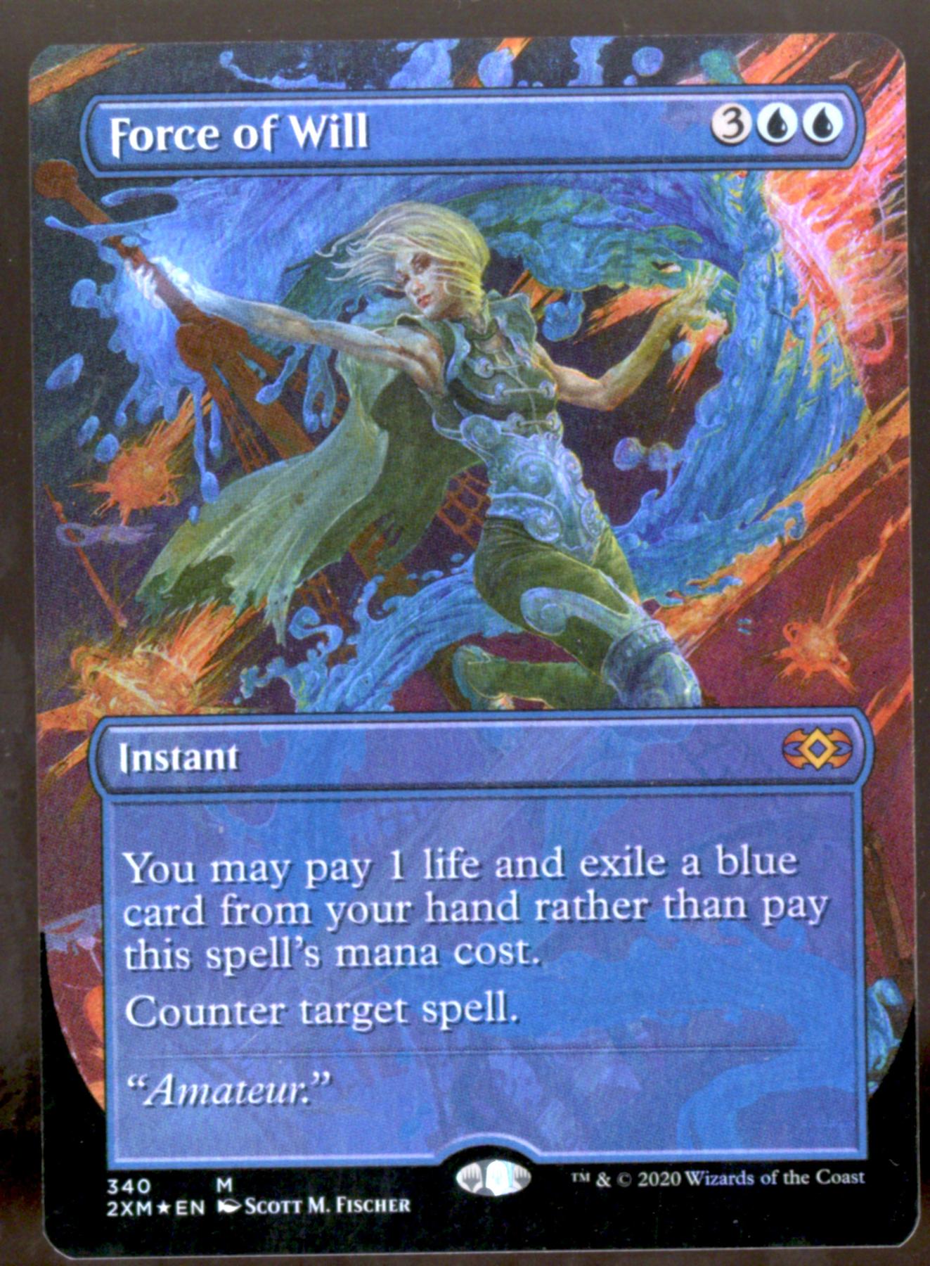 Magic the Gathering Double Masters BORDERLESS FOIL Force of Will NEAR ...