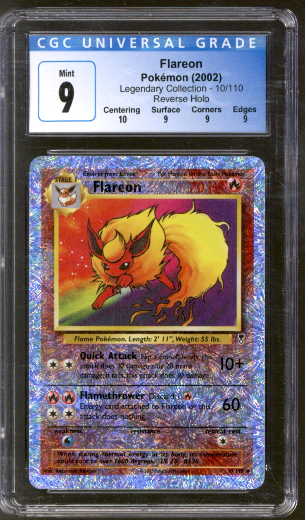 Pokemon Legendary Collection Reverse Holo Foil Flareon 10/110 CGC 9 (10 ...