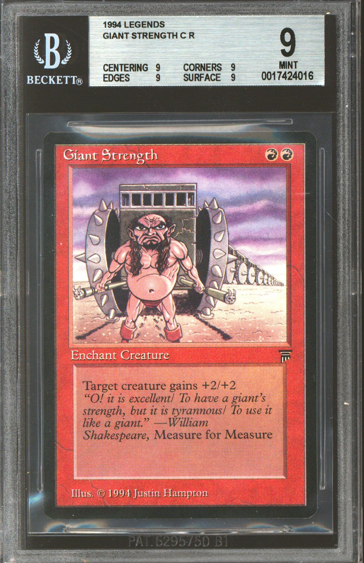 Magic the Gathering Legends Giant Strength BGS 9 (9, 9, 9, 9) QUADS ...