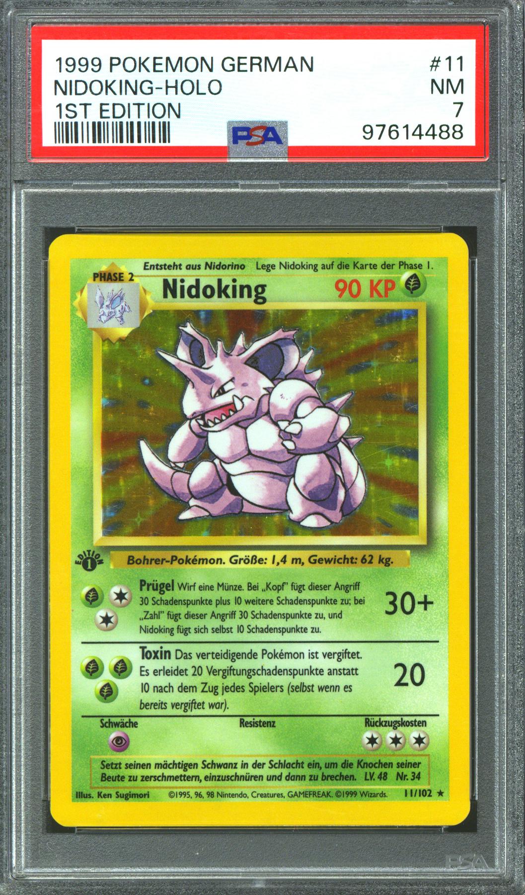 Pokemon Base Set 1st Edition GERMAN Nidoking 11/102 PSA 7 | DA Card World