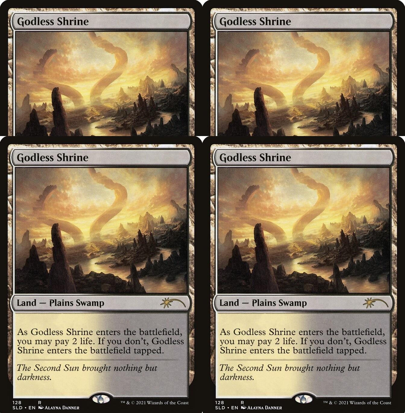 Magic the Gathering Secret Lair Drop PLAYSET 4x Godless Shrine x4 NEAR ...