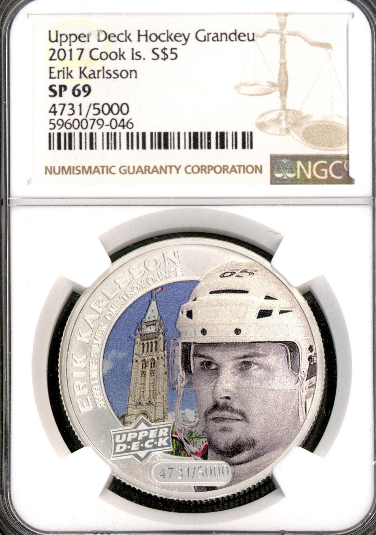 2017 Upper Deck Grandeur 1 oz Silver Erik Karlsson Coin 4731/5000 - NGC ...