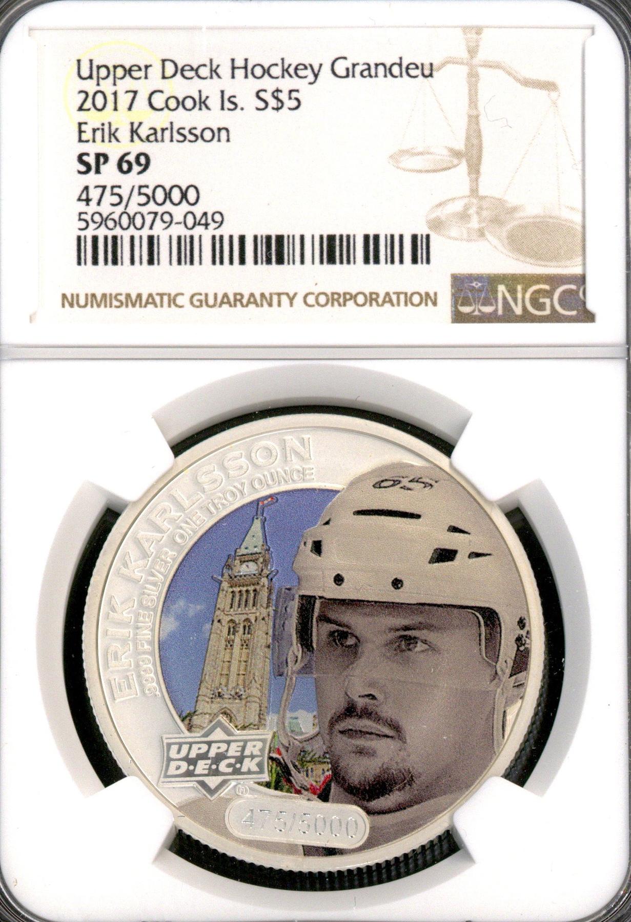 2017 Upper Deck Grandeur 1 oz Silver Erik Karlsson Coin 475/5000 - NGC ...