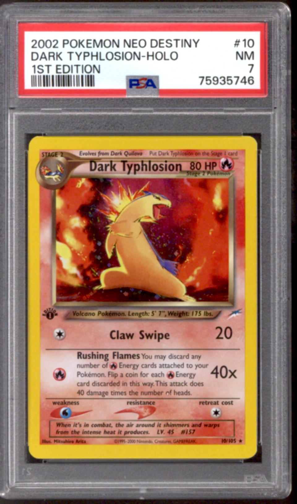 Pokemon Neo Destiny 1st Edition Dark Typhlosion 10/105 PSA 7 | DA Card ...
