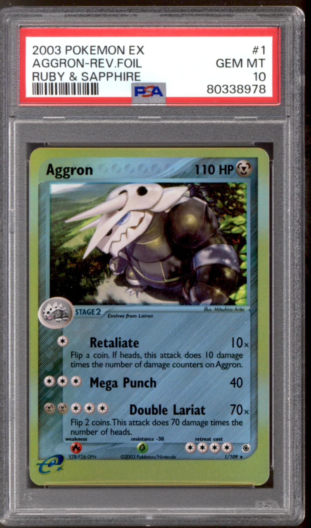 Pokemon EX Ruby & Sapphire Reverse Foil Aggron 1/109 PSA 10 GEM MINT ...