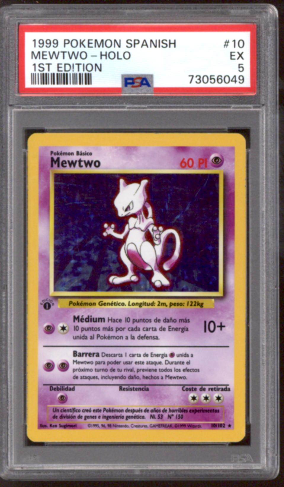 Pokemon Base Set Spanish 1st Edition Mewtwo 10/102 PSA 5 | DA Card World