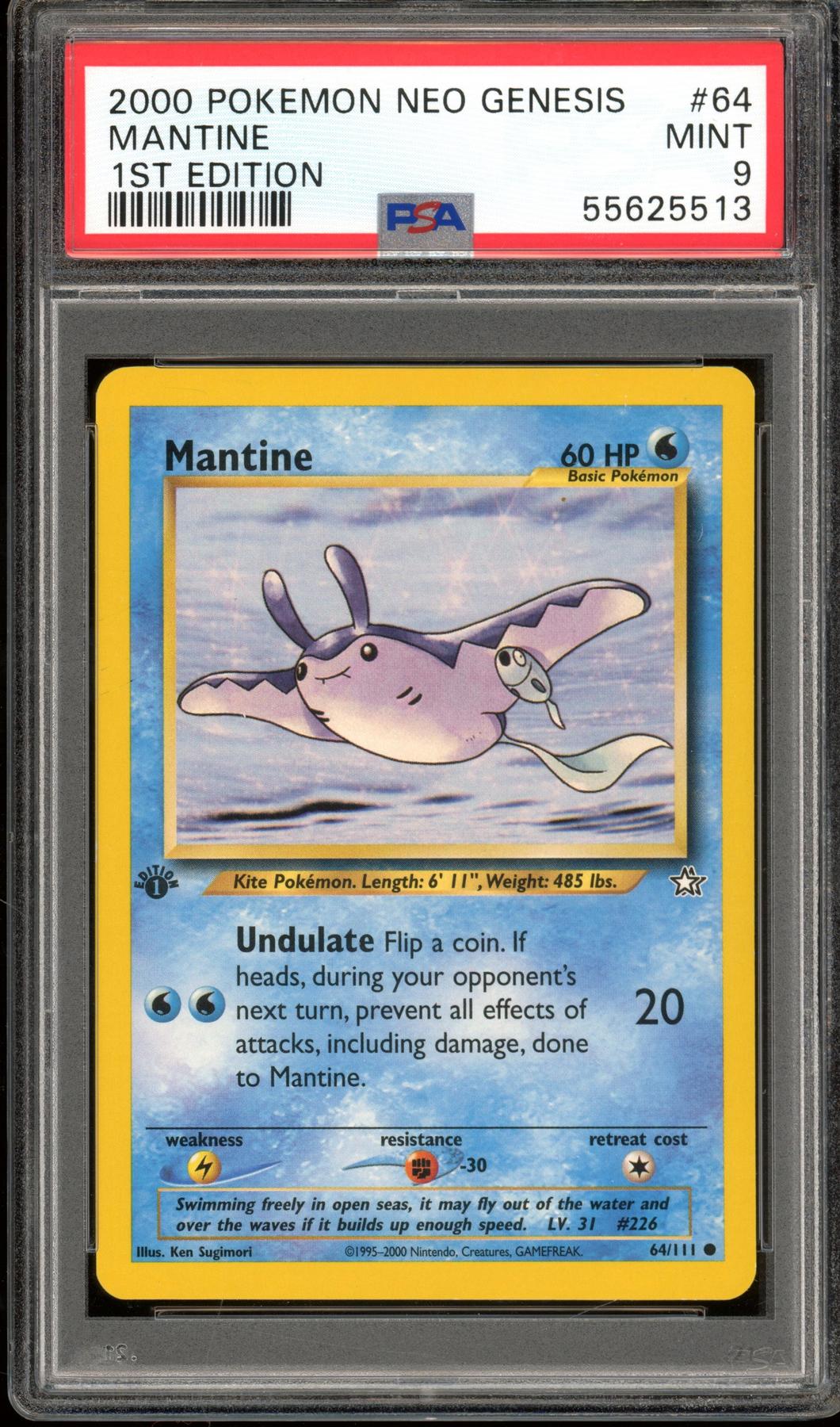 Pokemon Neo Genesis 1st Edition Mantine 64/111 PSA 9 | DA Card World