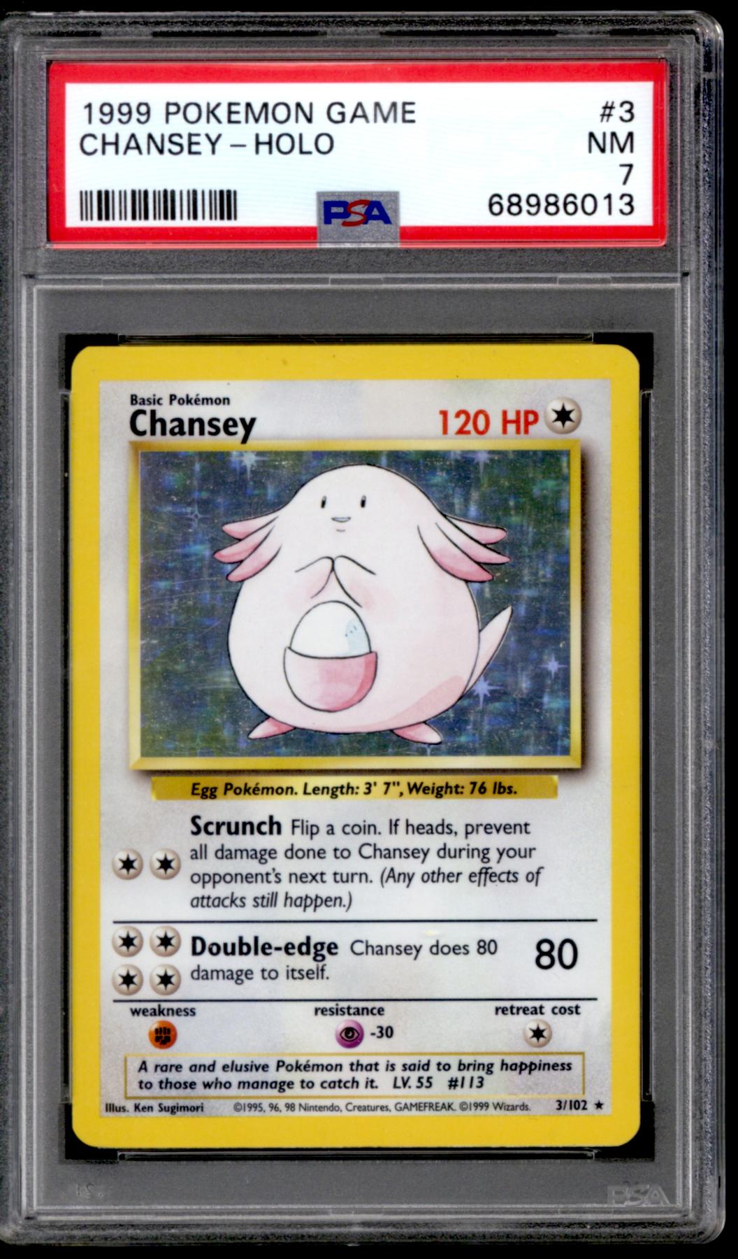 Pokemon Base Set Unlimited Chansey 3/102 PSA 7 | DA Card World