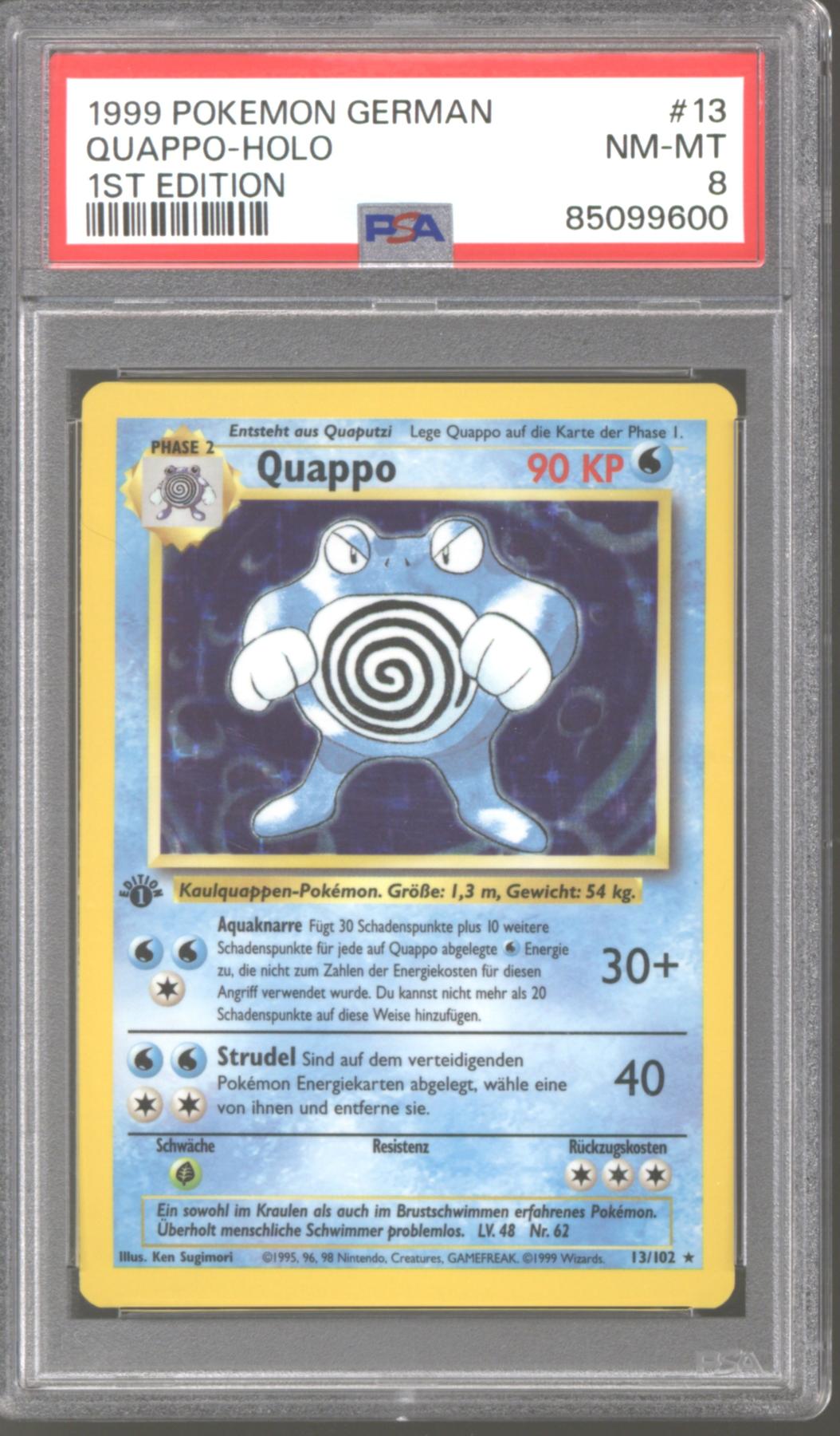Pokemon Base Set 1st Edition GERMAN Poliwrath Quappo 13/102 PSA 8 | DA ...