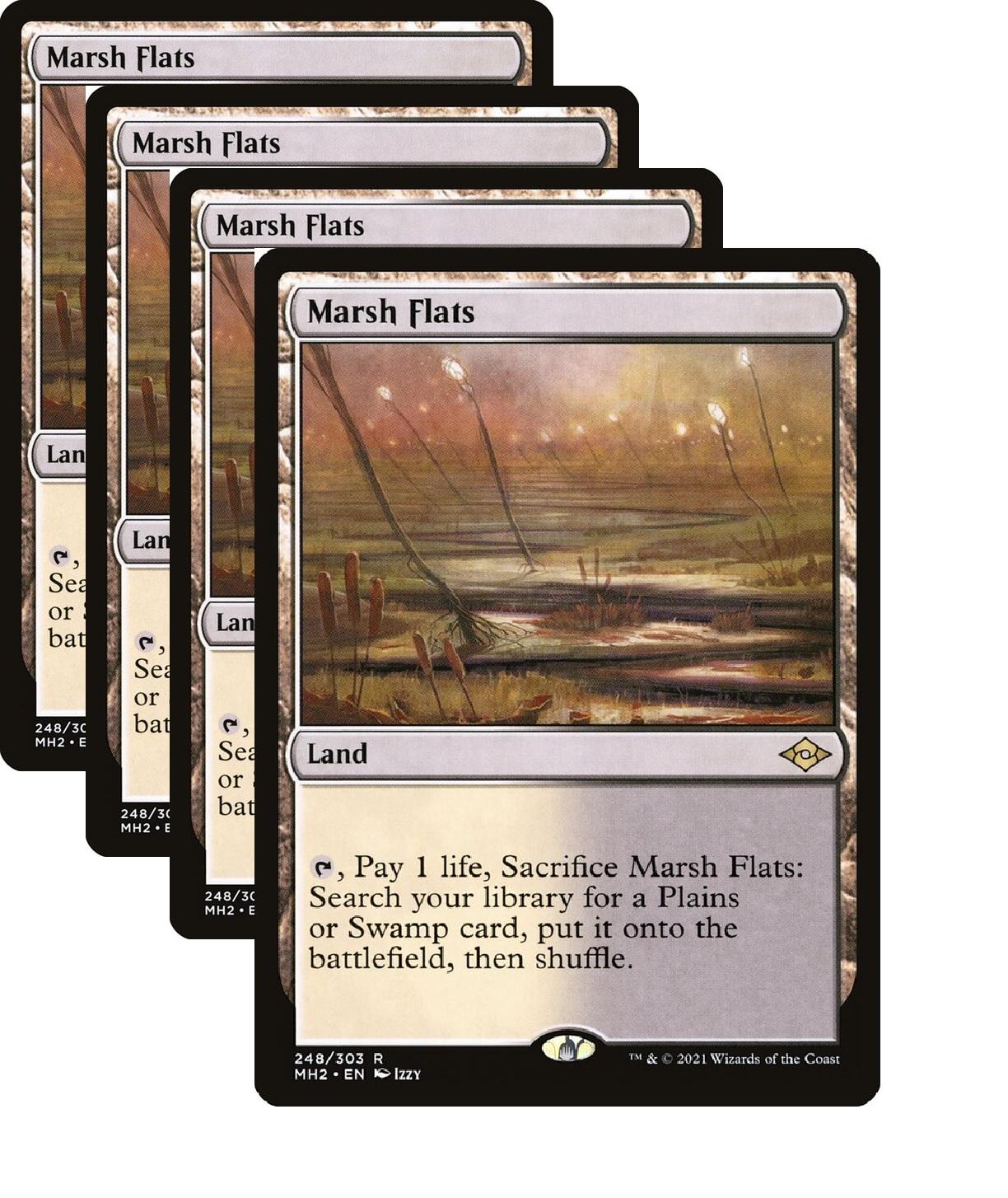 Magic the Gathering Modern Horizons 2 PLAYSET 4x Marsh Flats x4 NEAR ...