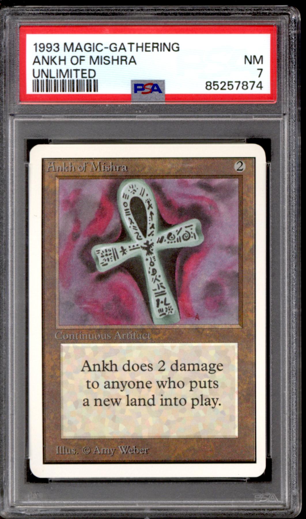 Magic the Gathering Unlimited Ankh of Mishra PSA 7 LIGHTLY PLAYED LP ...