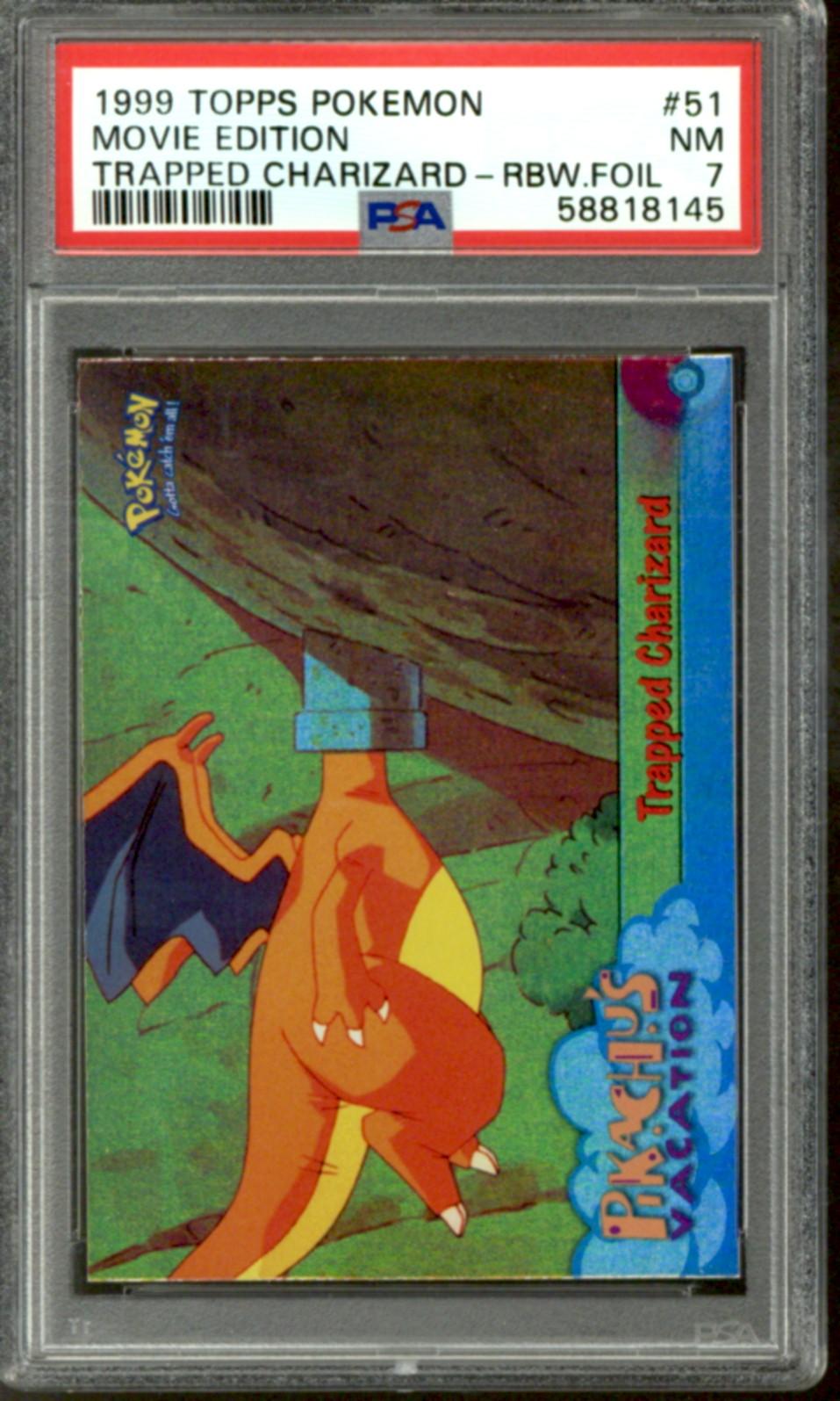 Pokemon Topps Pokemon Movie Edition Rainbow Foil Trapped Charizard 51/ ...