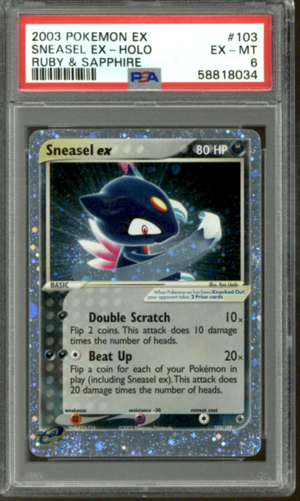 Pokemon EX Ruby & Sapphire Sneasel EX 103/109 PSA 6 | DA Card World