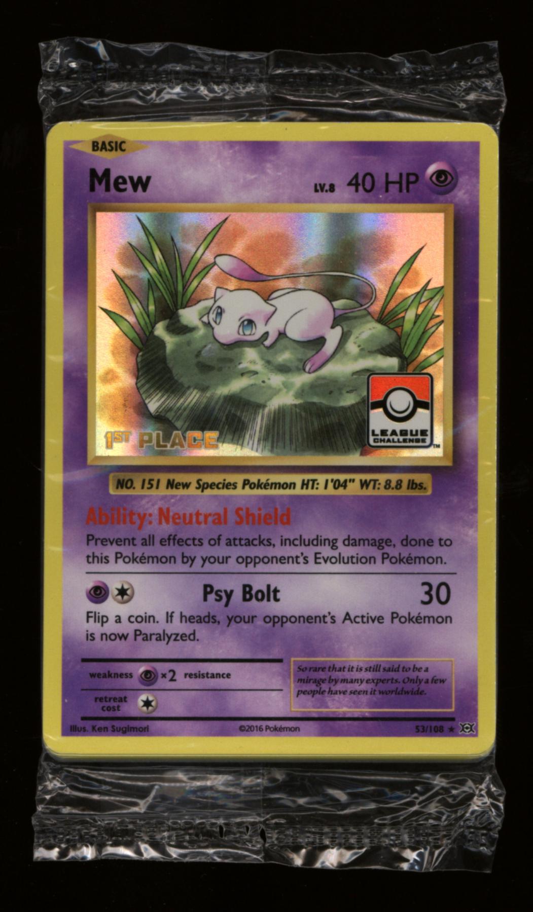 Pokemon XY Evolutions Sealed Pack League Challenge Mew 53/108 3x 1st ...