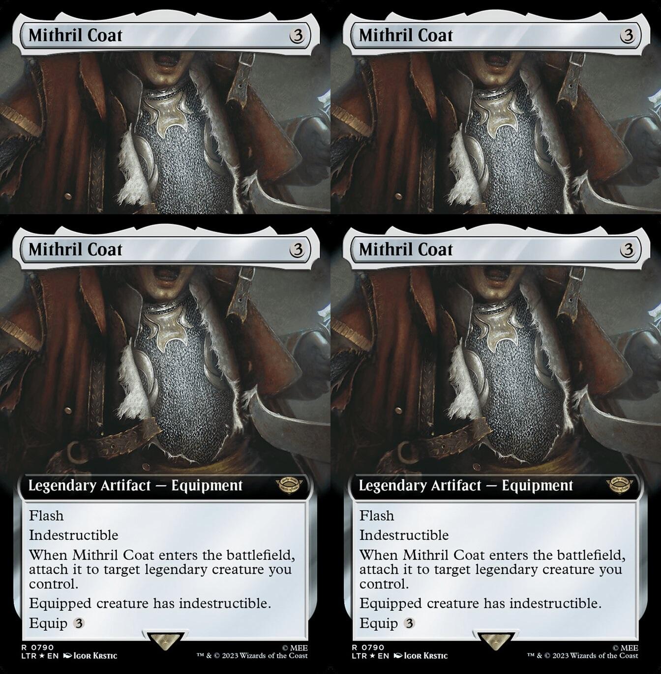 Magic the Gathering LOTR Extended Art PLAYSET 4x Mithril Coat NEAR MINT ...