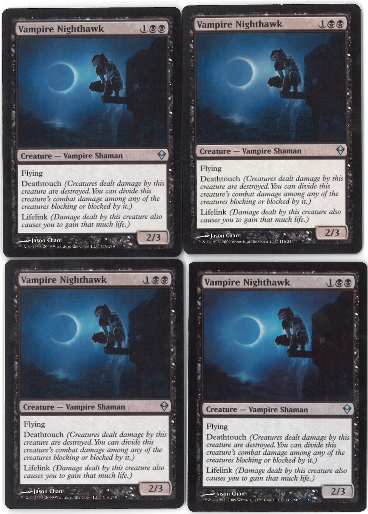 Magic the Gathering Zendikar PLAYSET Vampire Nighthawk X4 - NEAR MINT ...