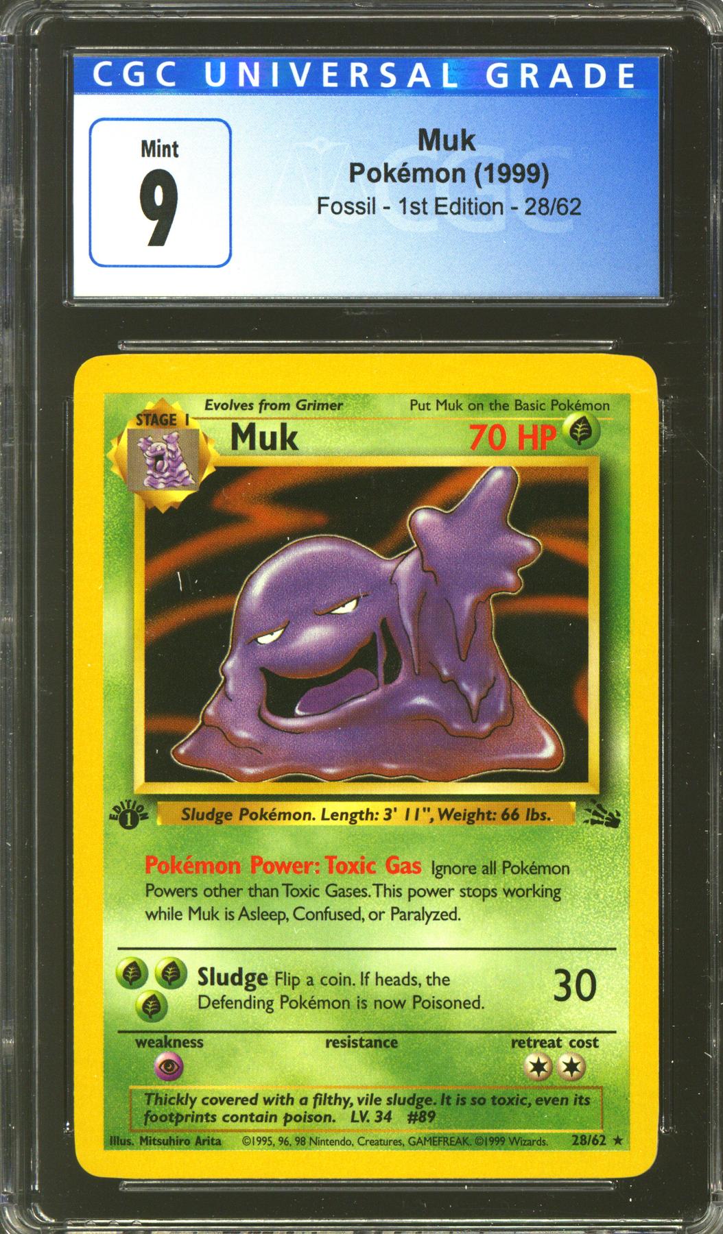 Pokemon Fossil 1st Edition Muk 28/62 CGC 9 subs | DA Card World