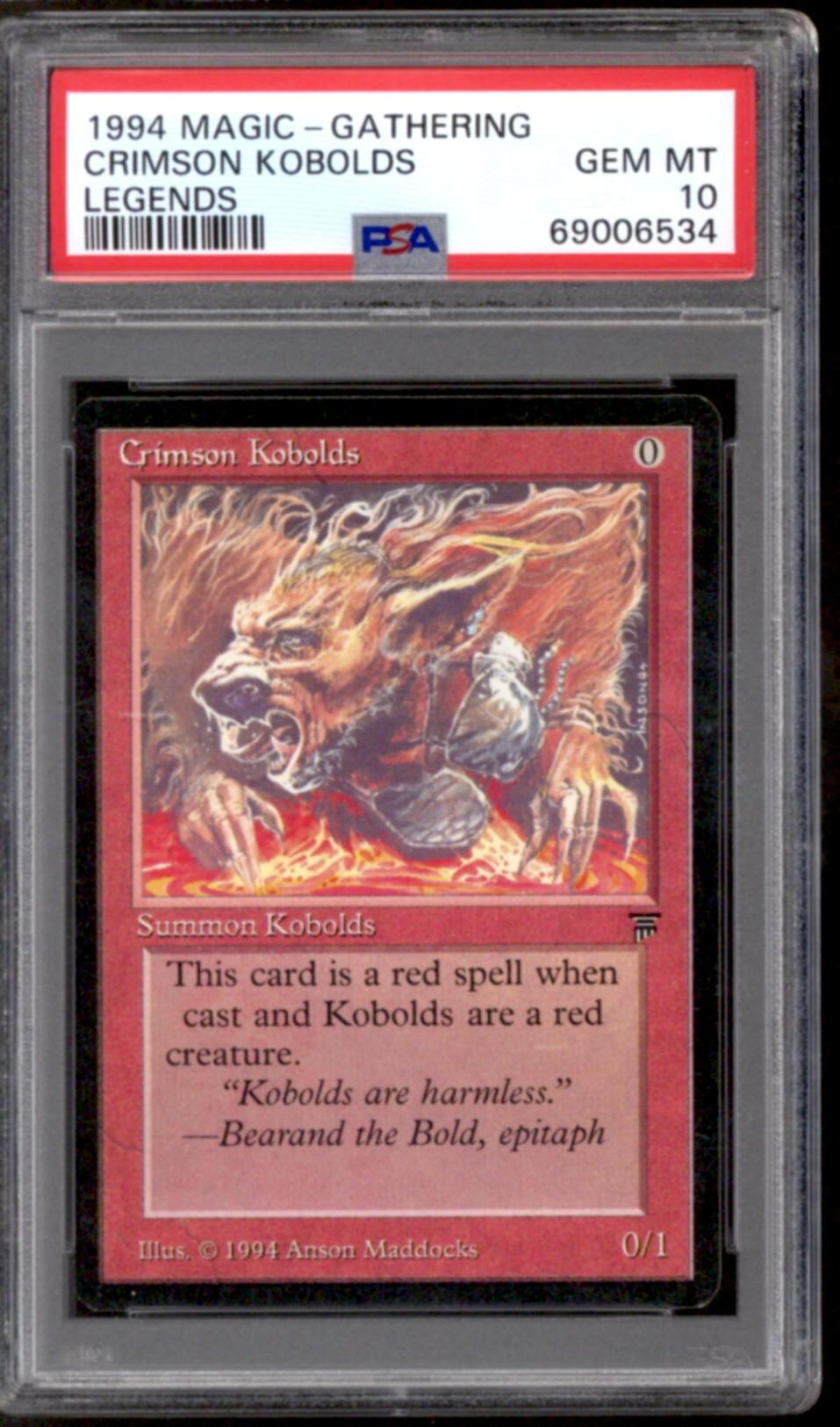 Magic the Gathering Legends Crimson Kobolds PSA 10 GEM MINT POP 26 | DA ...