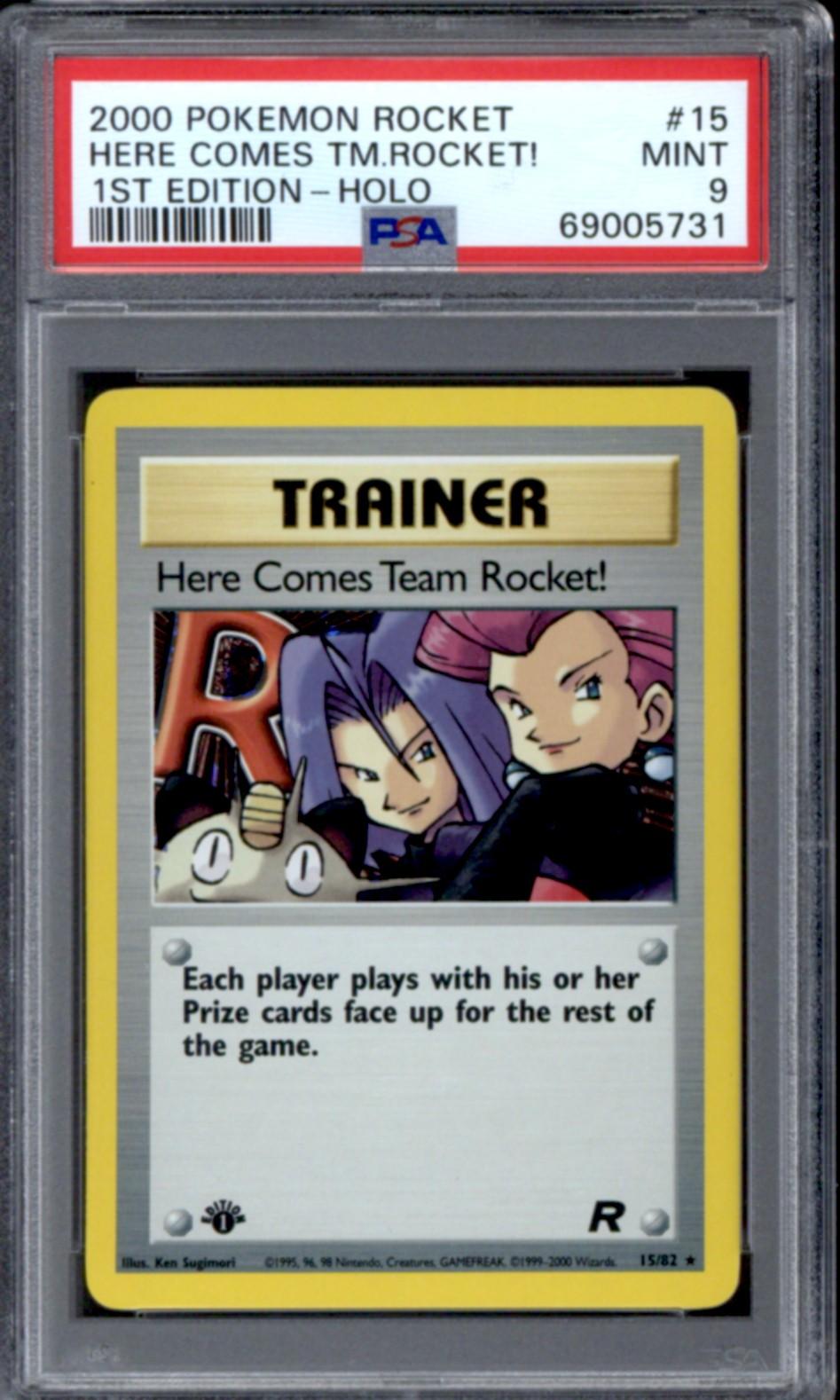 Pokemon Team Rocket 1st Edition Here Comes Team Rocket! 15/82 PSA 9 ...