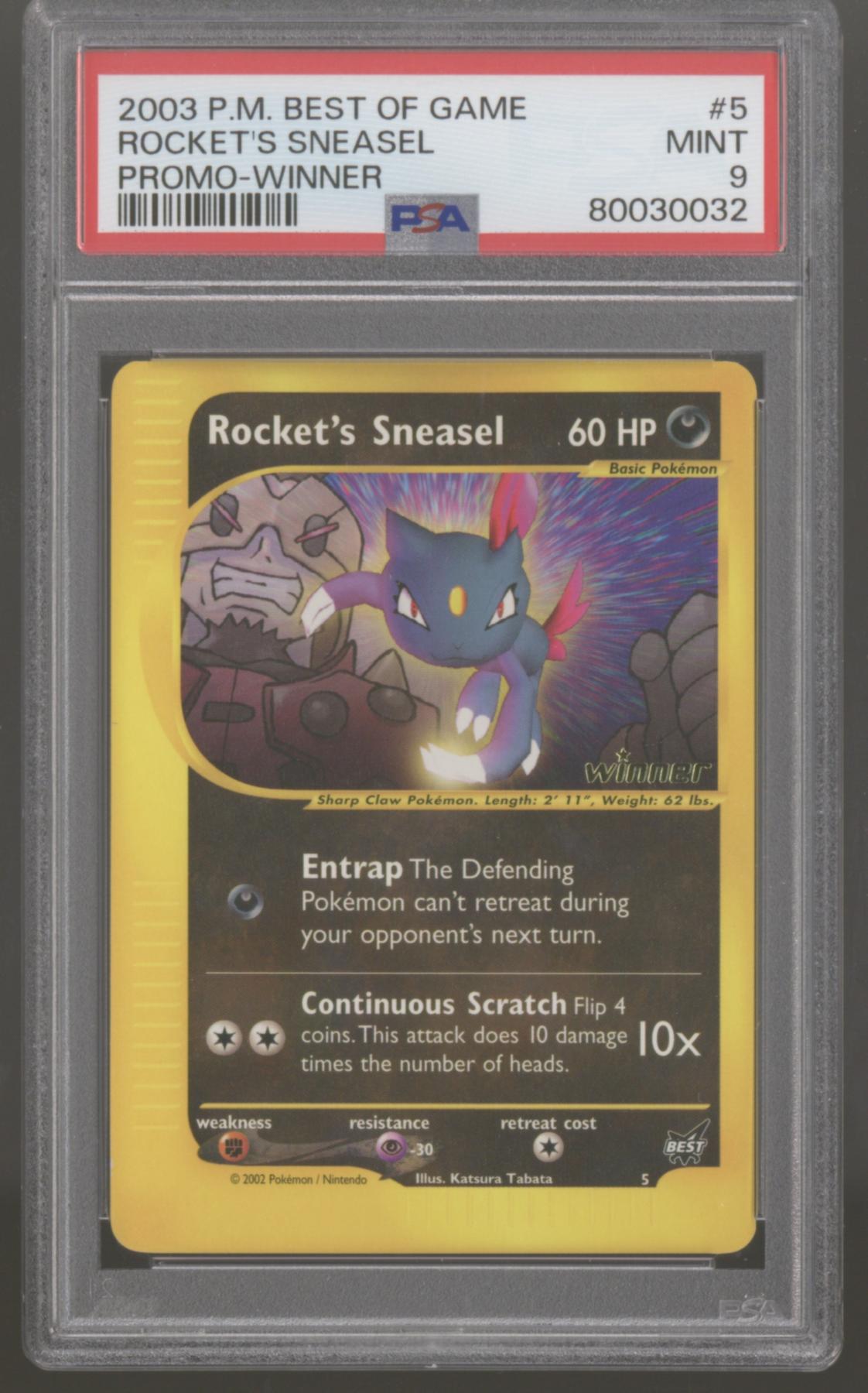Pokemon Best of Game Promo Winner Sneasel 5 PSA 9 | DA Card World