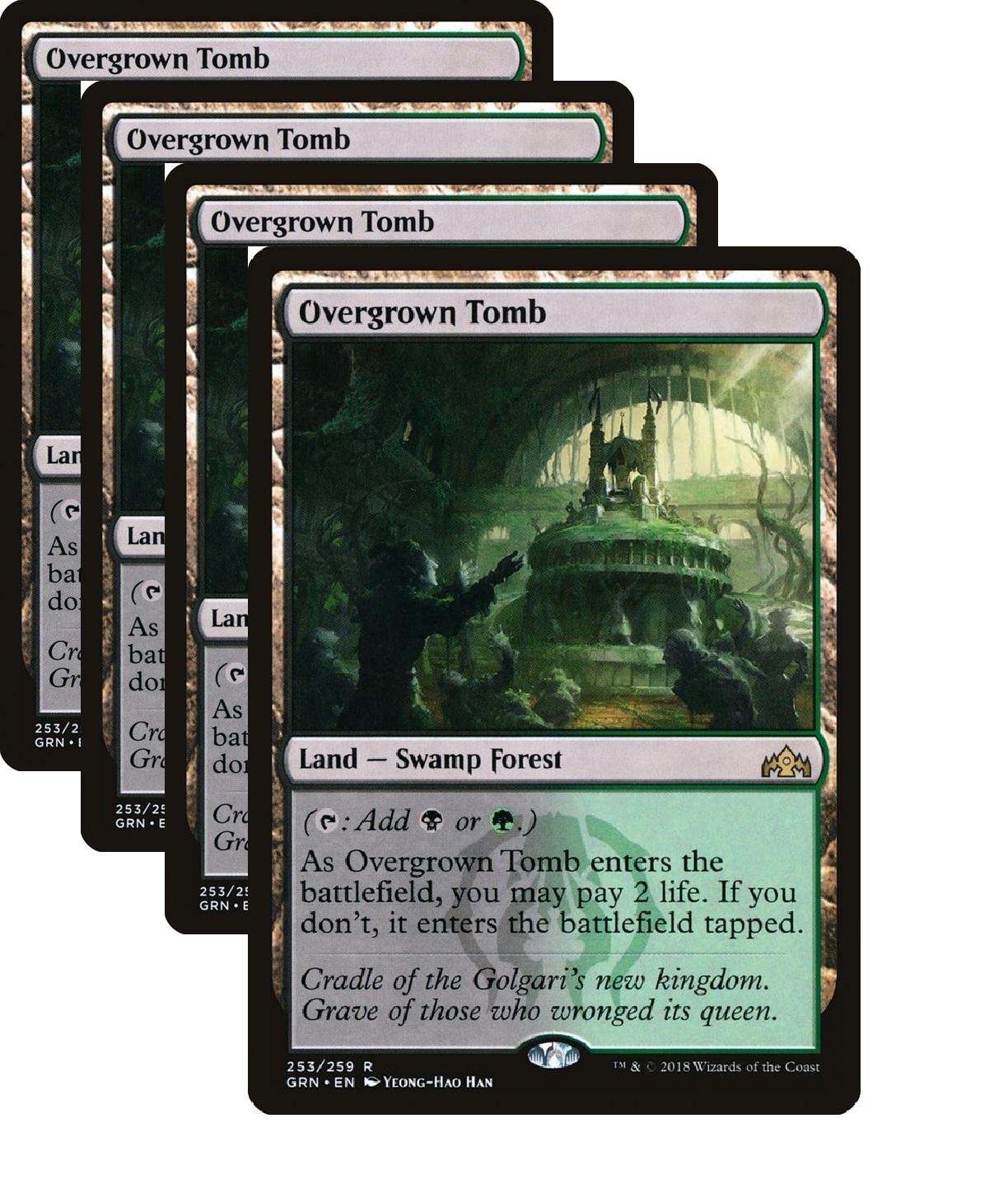 Magic the Gathering Guilds of Ravnica PLAYSET 4x Overgrown Tomb x4 NEAR ...