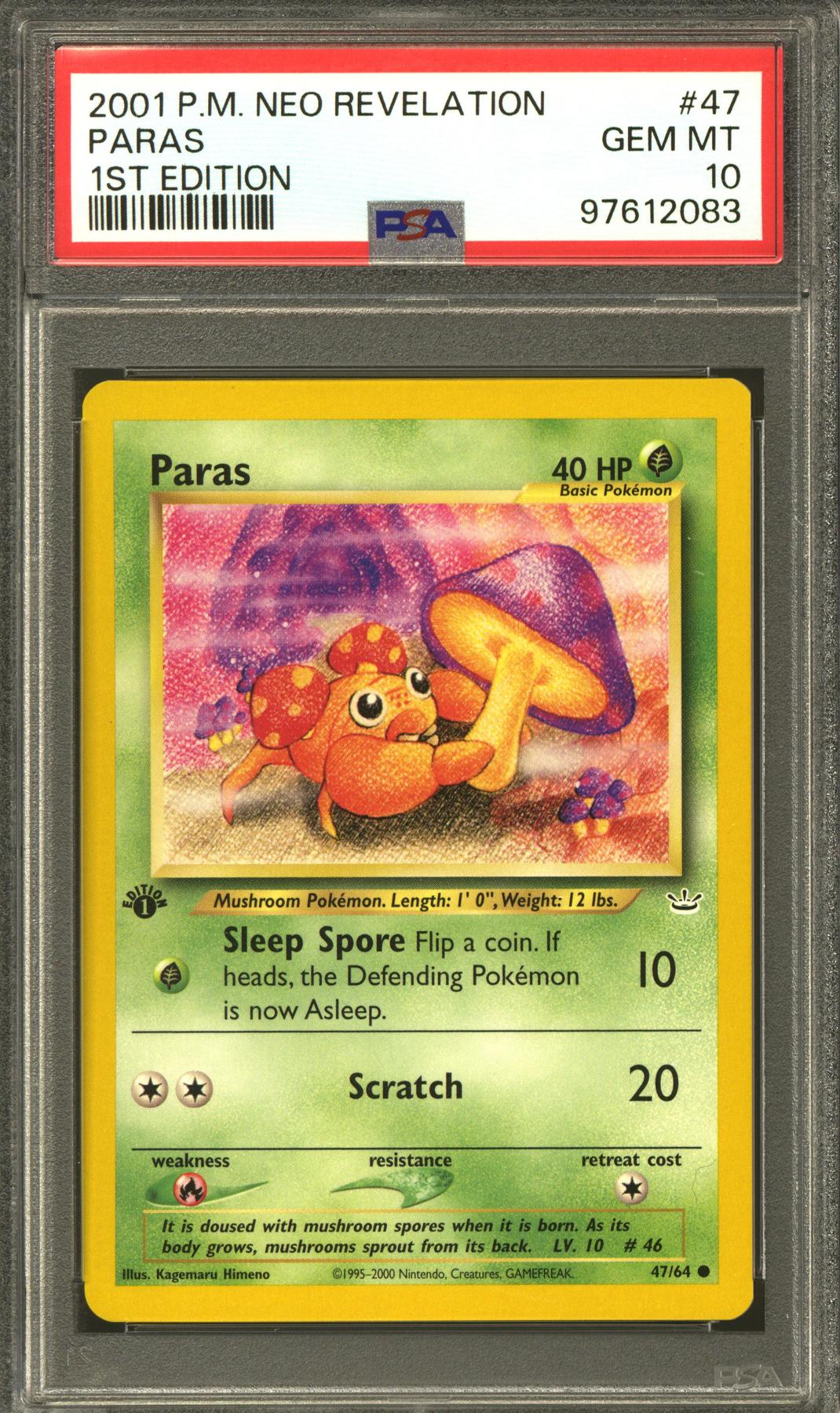 Pokemon Neo Revelation 1st Edition Paras 47/64 PSA 10 GEM MINT | DA ...