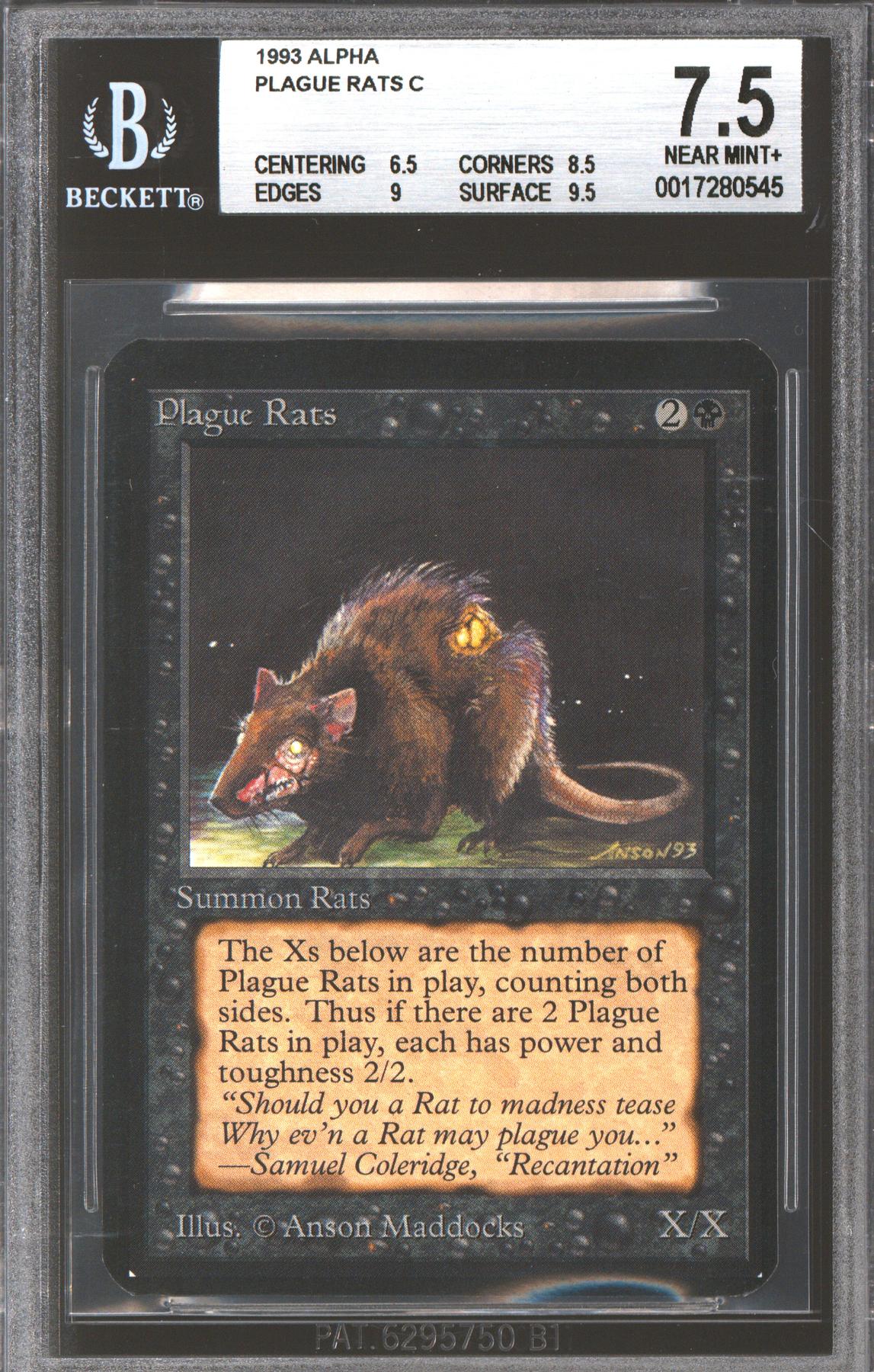 Magic the Gathering Alpha Plague Rats BGS 7.5 (6.5, 8.5, 9, 9.5) NEAR MINT NM | DA Card World