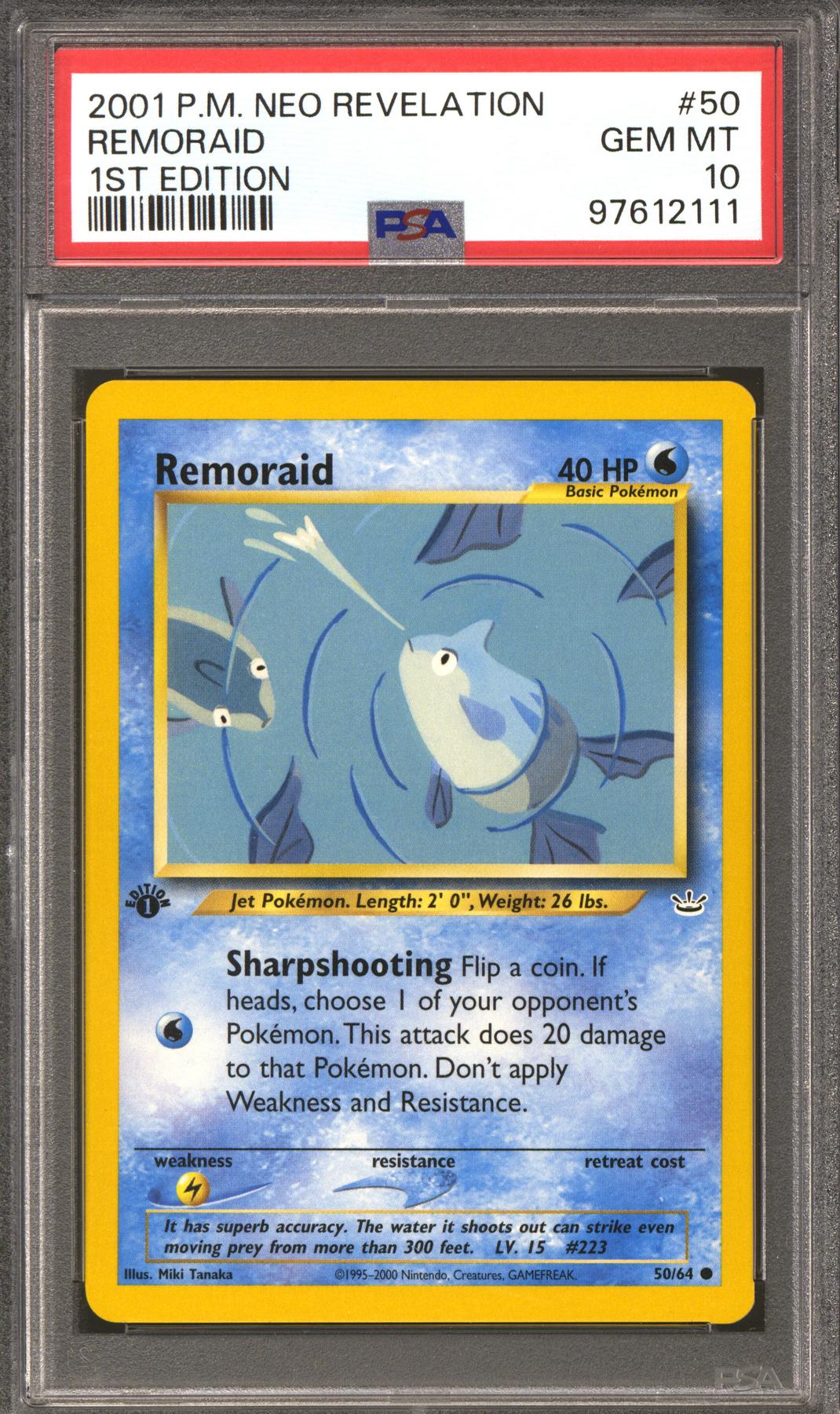 Pokemon Neo Revelation 1st Edition Remoraid 50/64 PSA 10 GEM MINT | DA ...