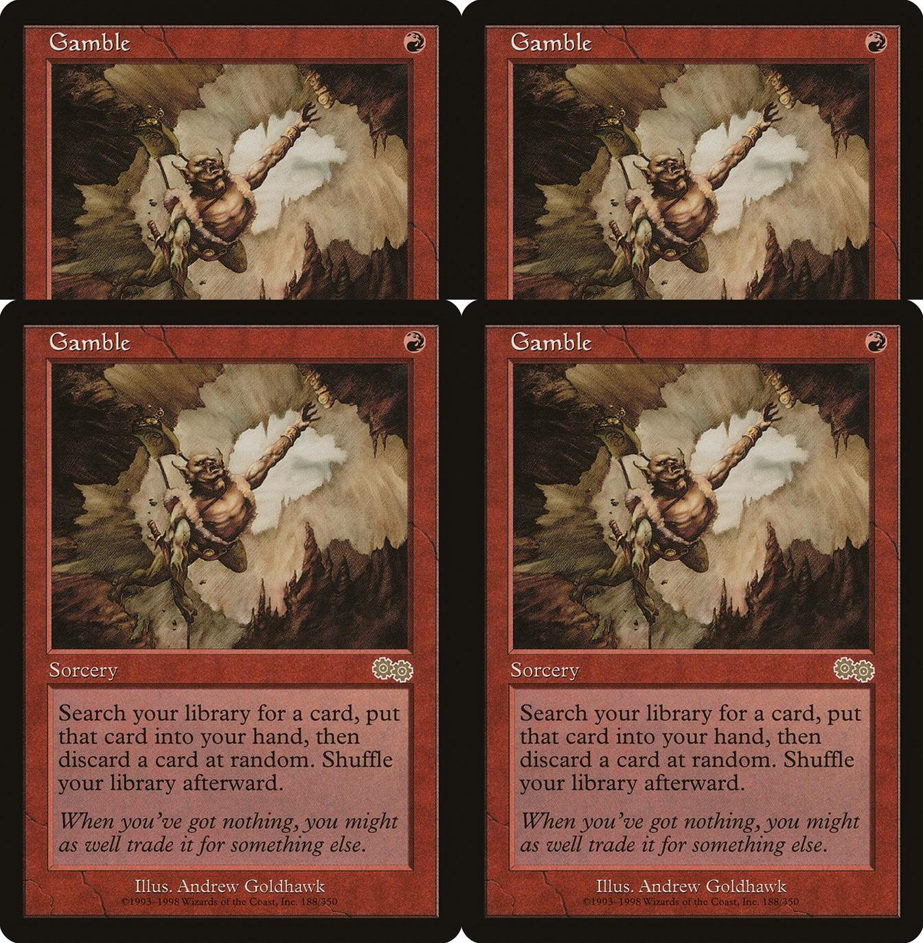 Magic the Gathering Urza's Saga PLAYSET 4x Gamble x4 NEAR MINT (NM ...