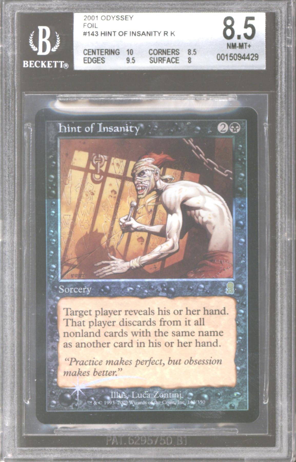 Magic the Gathering Odyssey Foil Hint of Insanity BGS 8.5 (10, 8.5, 9.5 ...