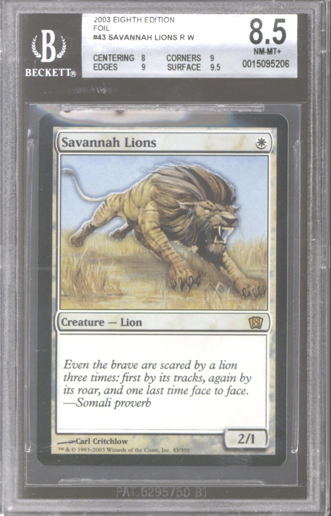 Magic the Gathering 8th Edition Eighth Ed Foil Savannah Lions BGS 8.5 ...